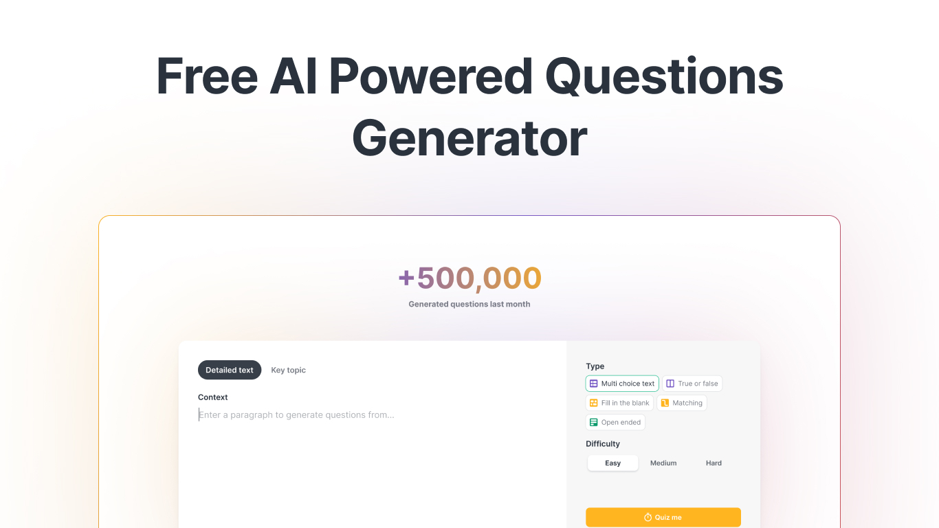 Free AI Question Generator | SaaS AI Tools
