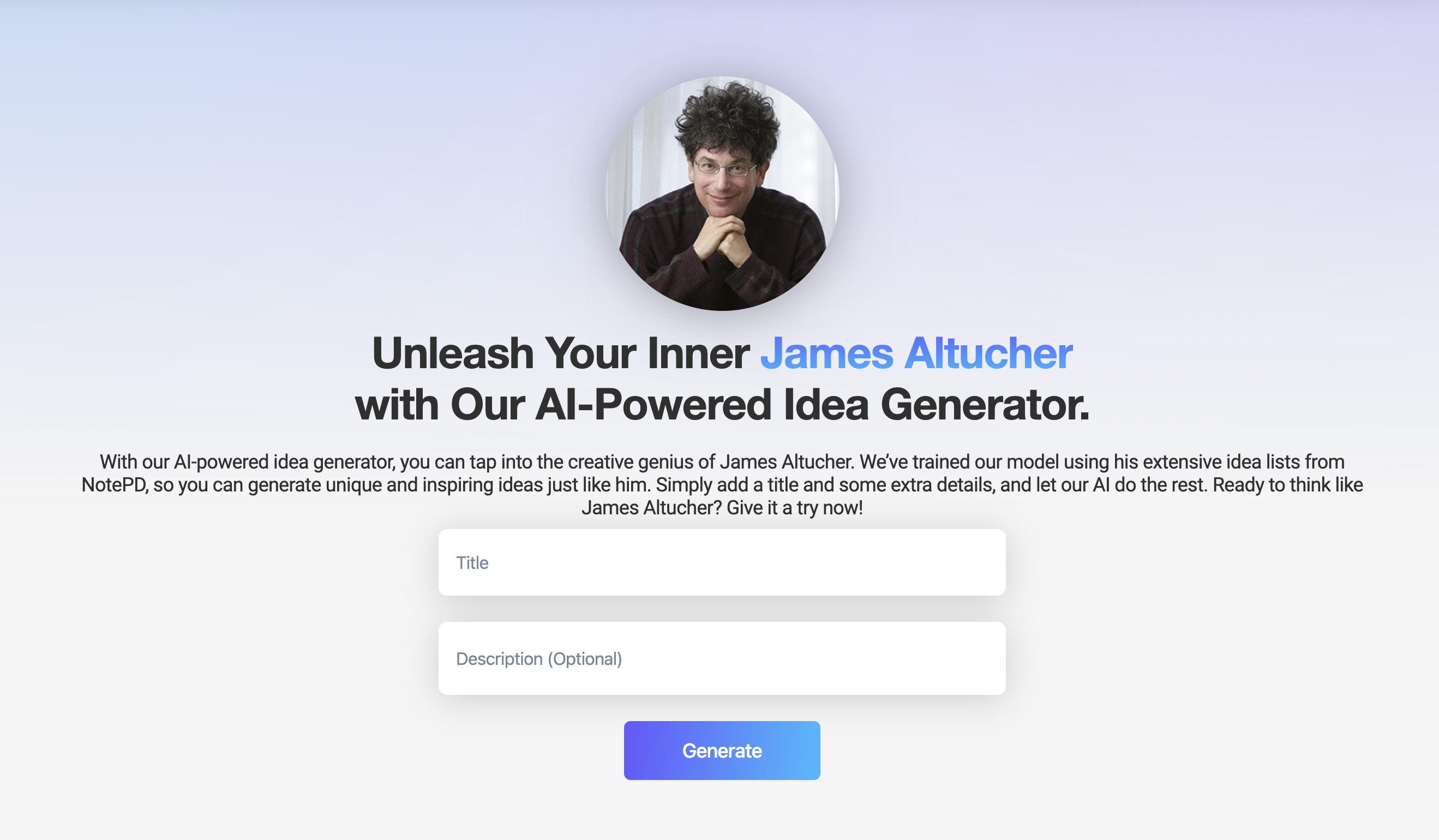 Think like James Altucher | SaaS AI Tools