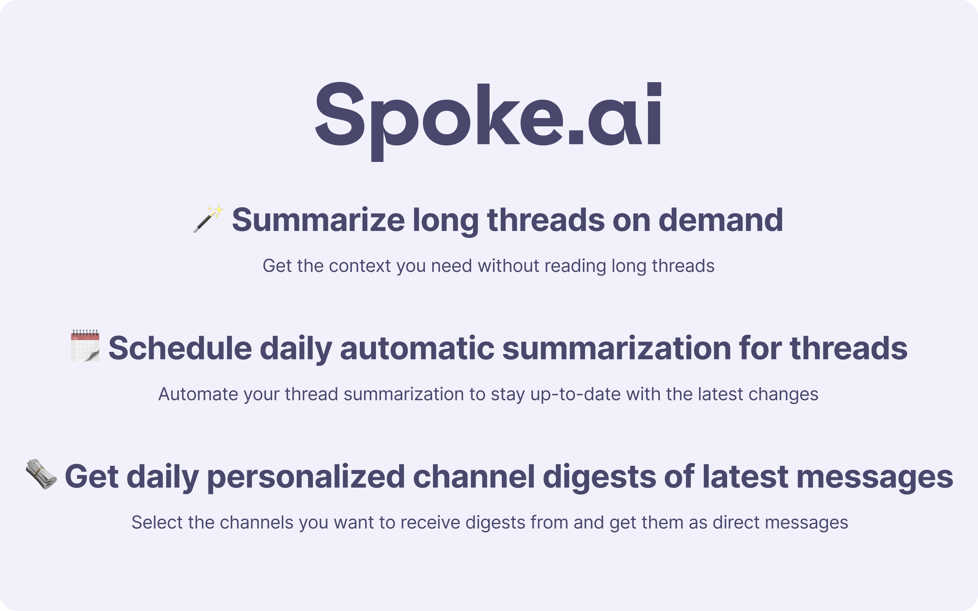 Spoke.ai Slack Summarization | SaaS AI Tools