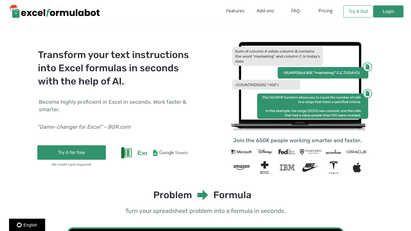 Excel Formula Bot | SaaS AI Tools