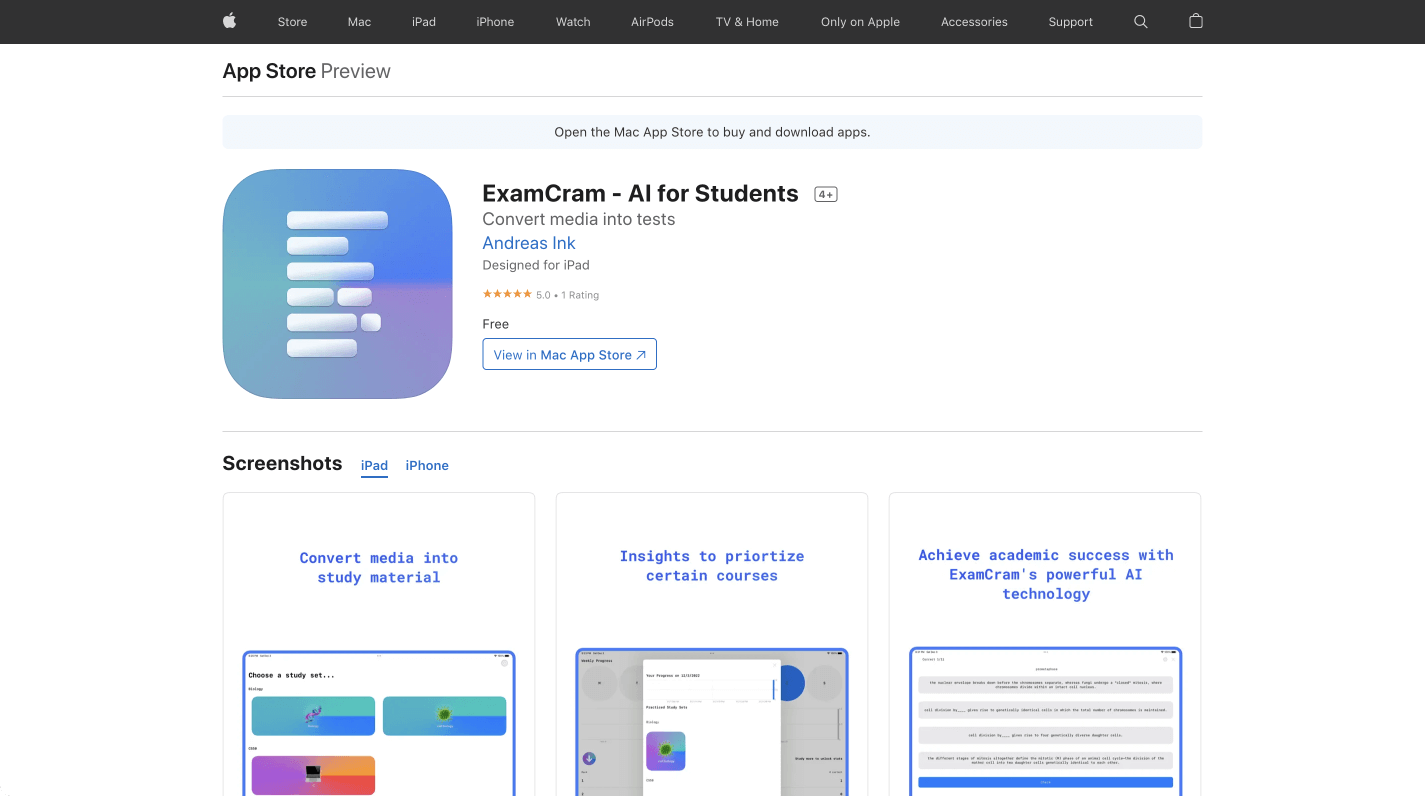 ‎ExamCram | SaaS AI Tools