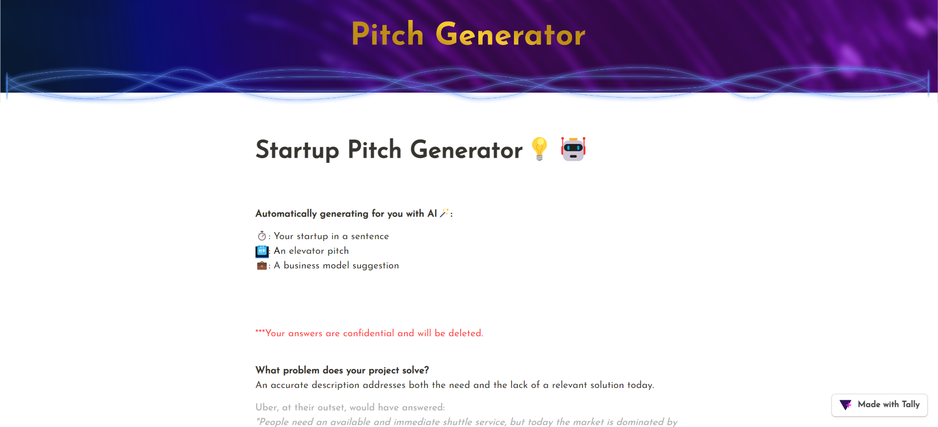 Startup Pitch Generator | SaaS AI Tools