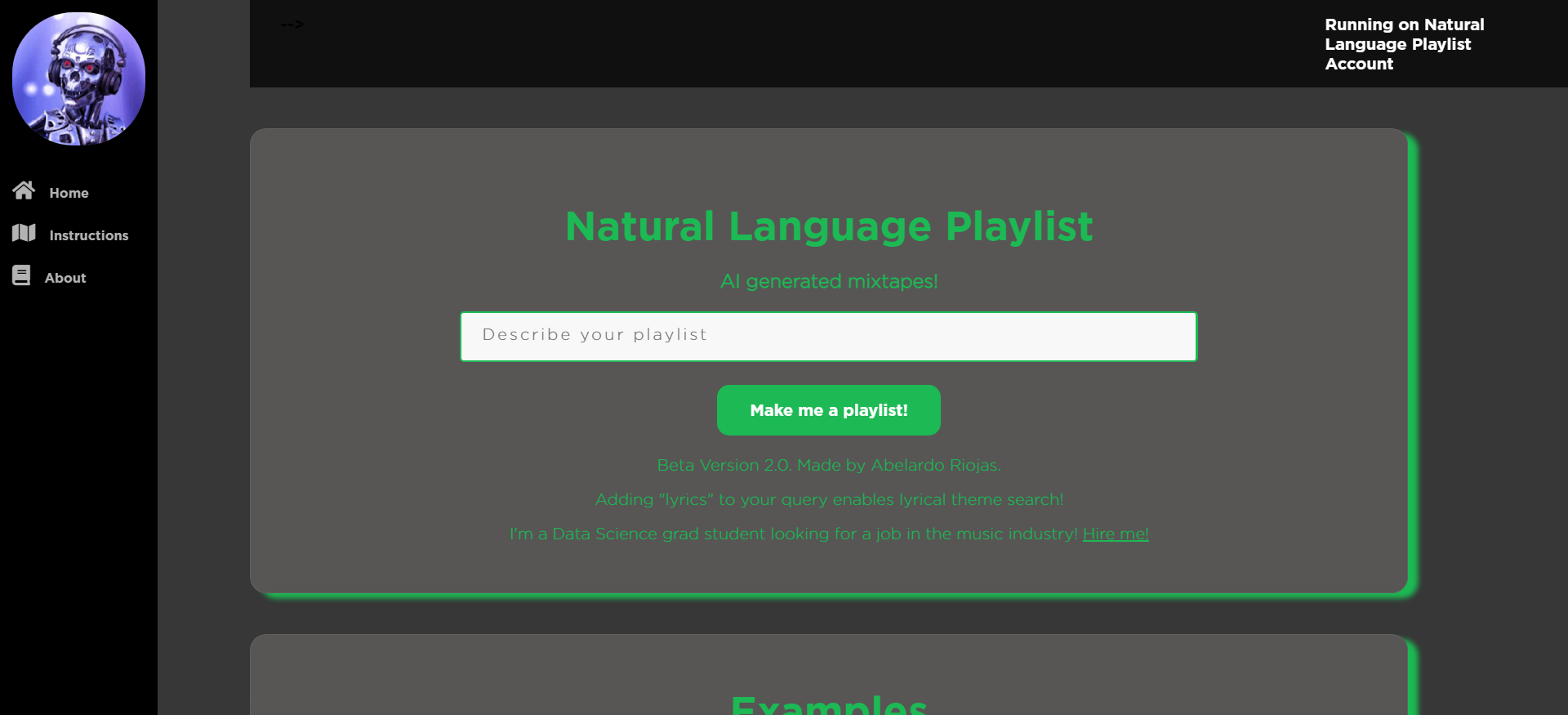 Natural Language Playlist | SaaS AI Tools