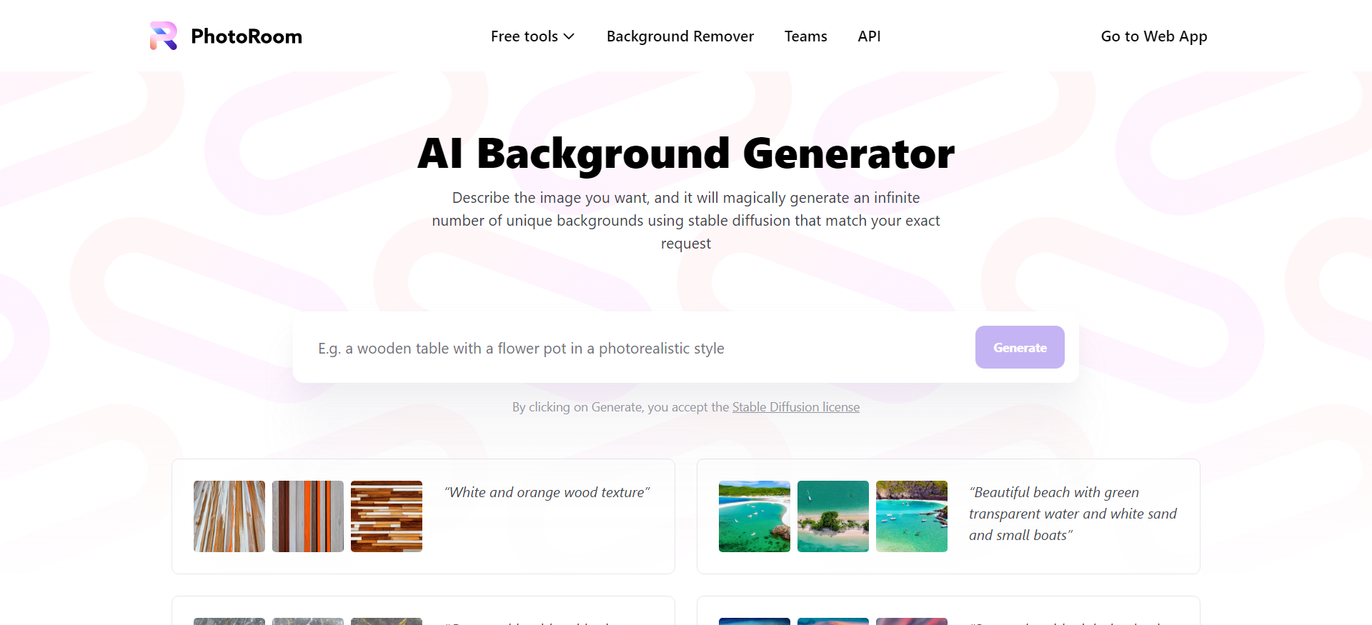 AI Background Generator by PhotoRoom | SaaS AI Tools